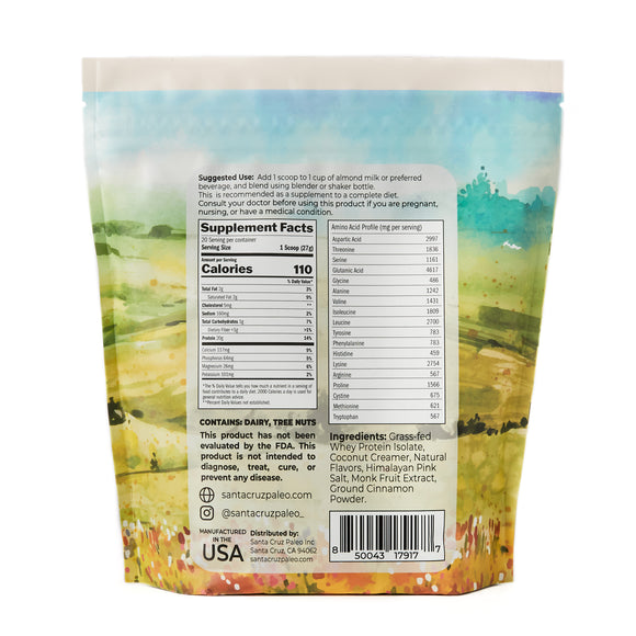 Santa Cruz Paleo Grass-Fed Whey Protein Bag | All-Natural | Zero Artif